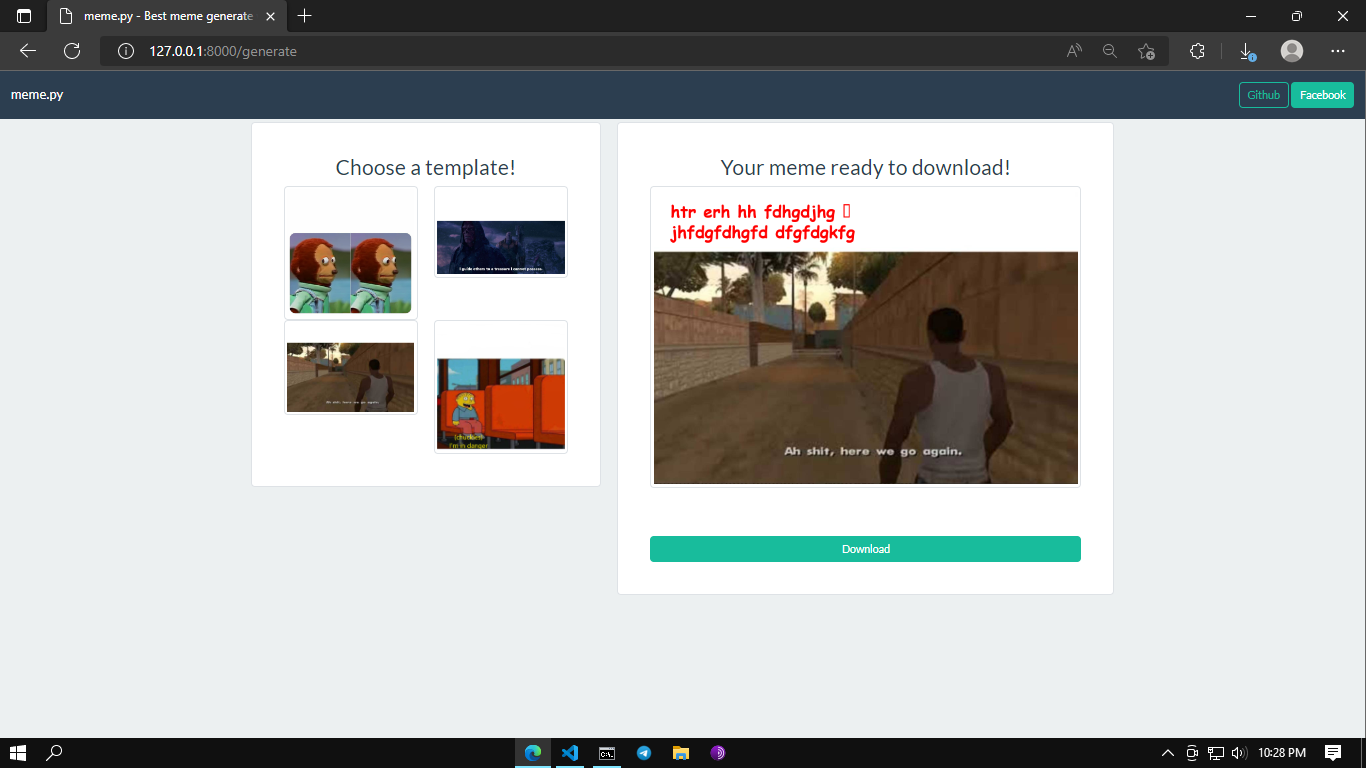 GitHub - antorzuck/meme_generator: A meme generator website in Django ...