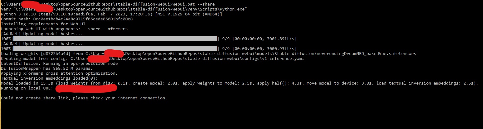 Could Not Create A Share Link Check Your Internet Connection AUTOMATIC1111 Stable diffusion 