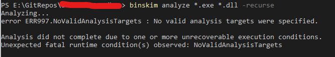 Error on Quickstart BinSkim analysis · Issue #212 · microsoft/binskim · GitHub