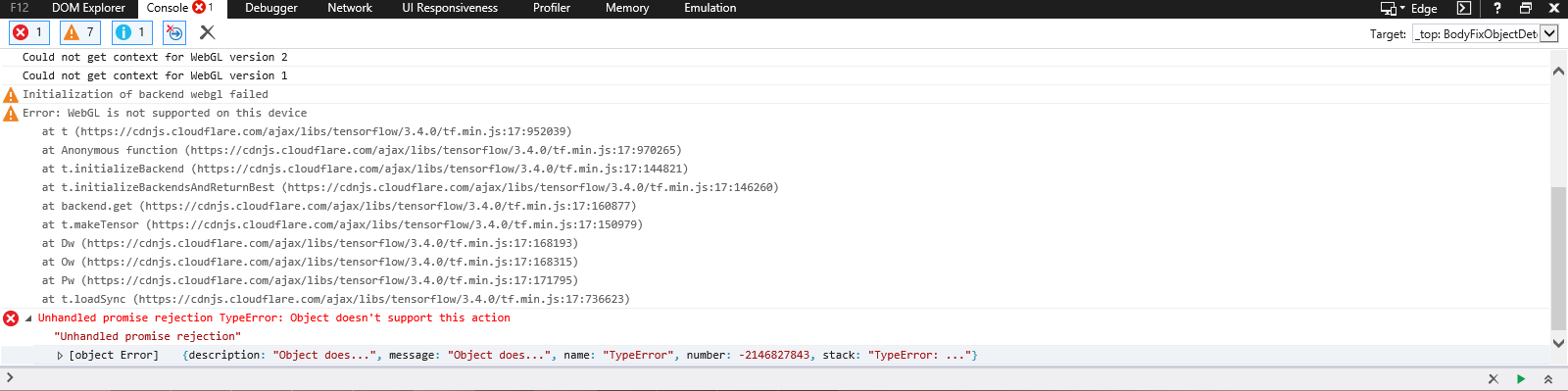 Getting Error While Using Bodypixdrawbokeheffect In Ie11 · Issue 4961 · Tensorflowtfjs · Github 