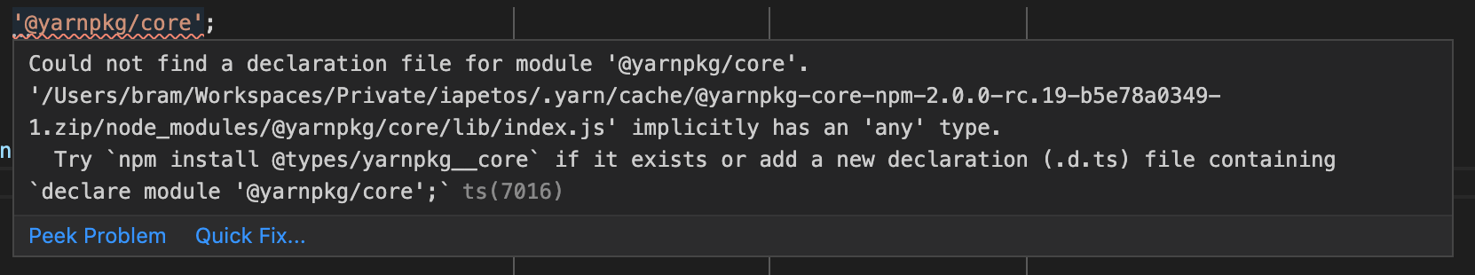 [Bug] @yarnpkg packages don't contain type definitions · Issue #707 · yarnpkg/berry · GitHub