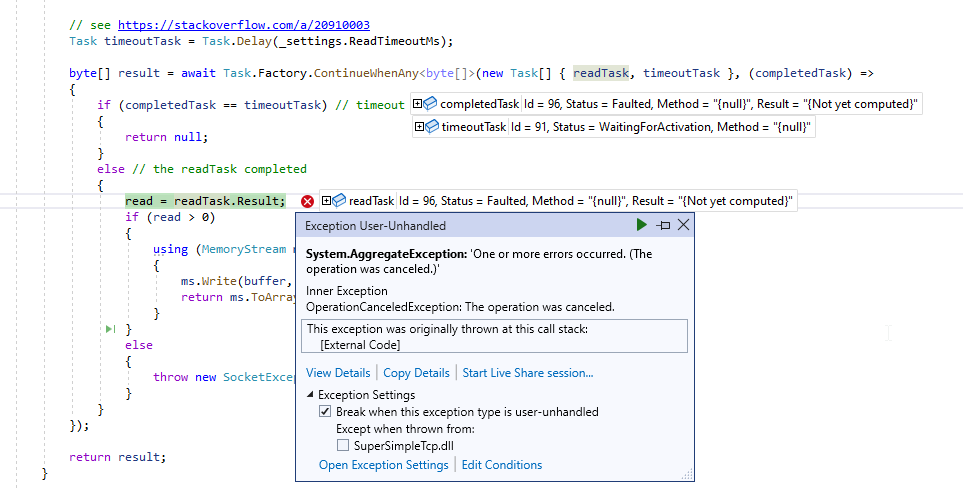 SimpleTcpClient no longer works after update to version 2.6.0.1 - 2.6.0 ...