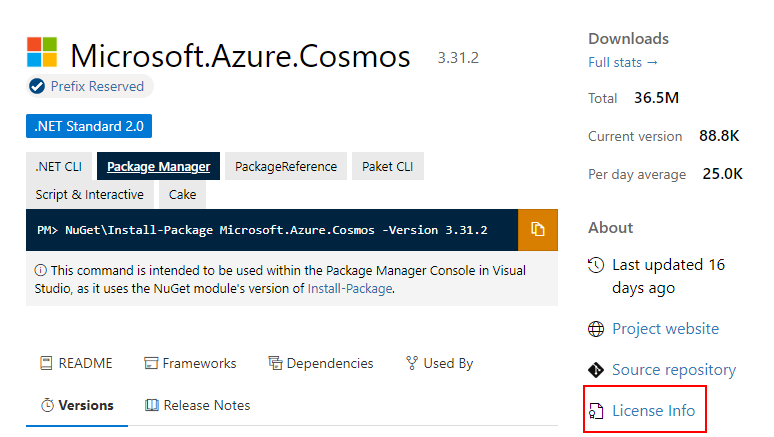 NuGet LicenseFile Info missing · Issue #3582 · Azure/azure-cosmos-dotnet-v3 · GitHub