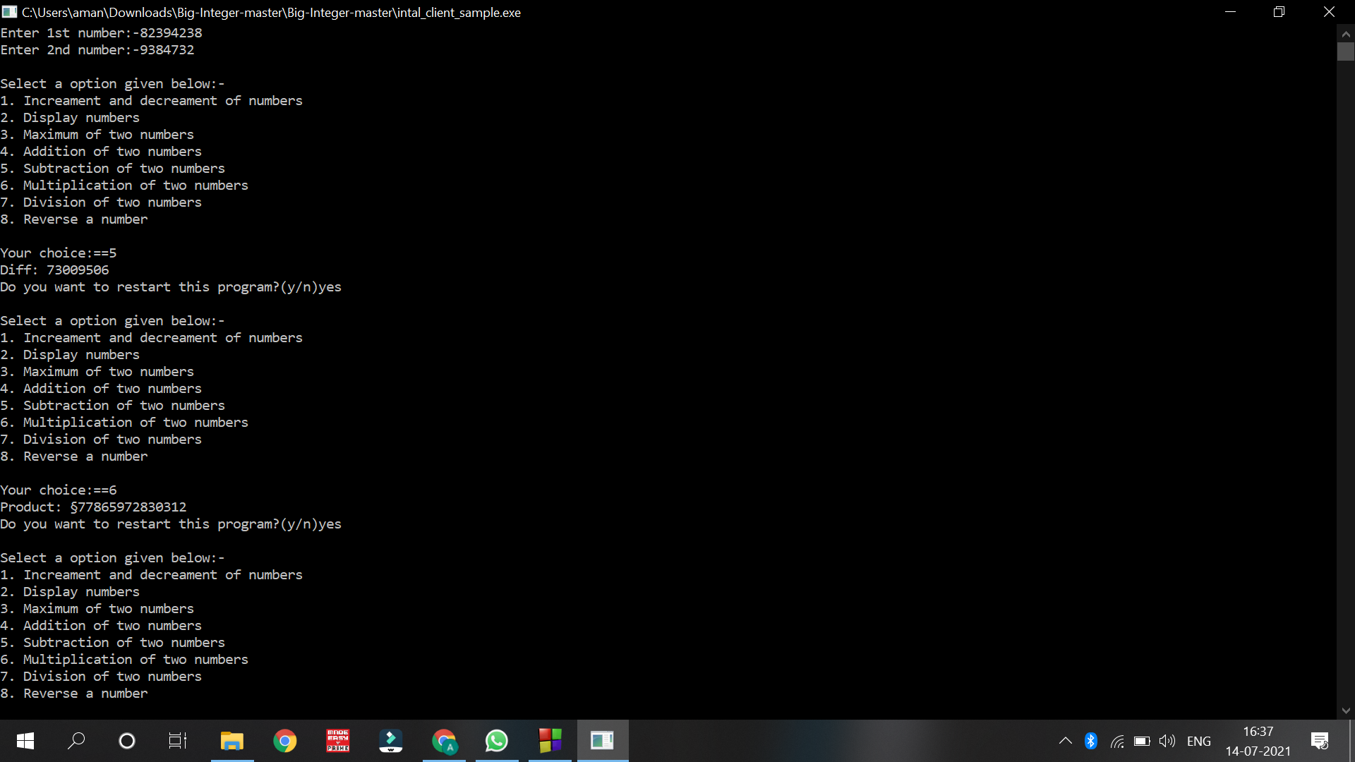 GitHub - Aman-Pareek-23/Big-Integer-project: Develop a C-library of an integer of arbitrary ...