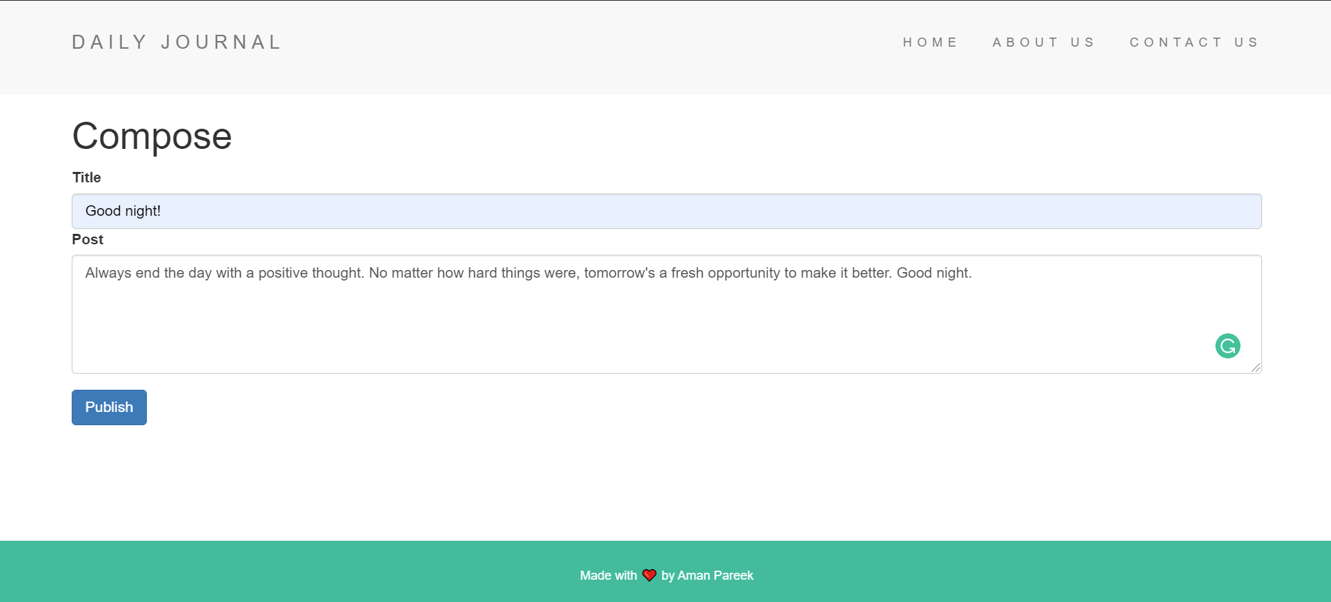 GitHub - Aman-Pareek-23/Blog-Site