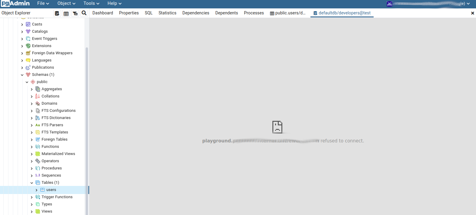 Error when trying to open the query tool · Issue #6205 · pgadmin-org/pgadmin4 · GitHub