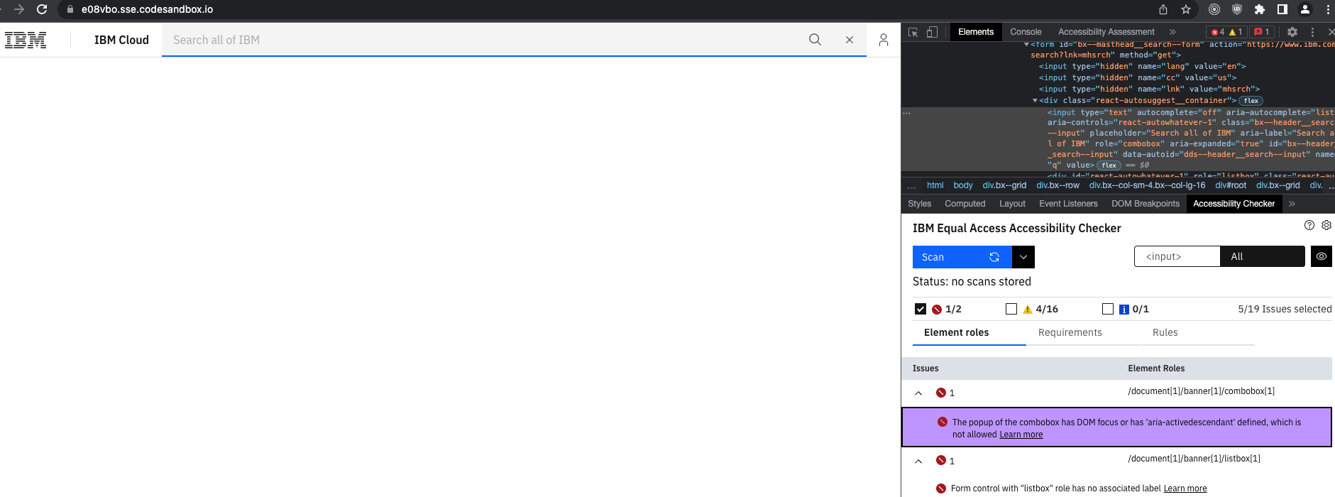 [Accessibility issue with Masthead Search]: 2 violations found via IBM Accessibility Checker ...