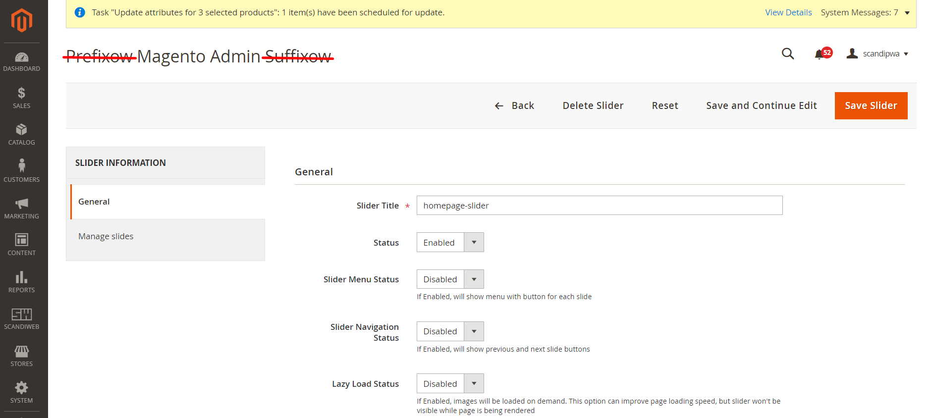 Adding Page Title Prefix and Suffix affects the slider page title on BE ...