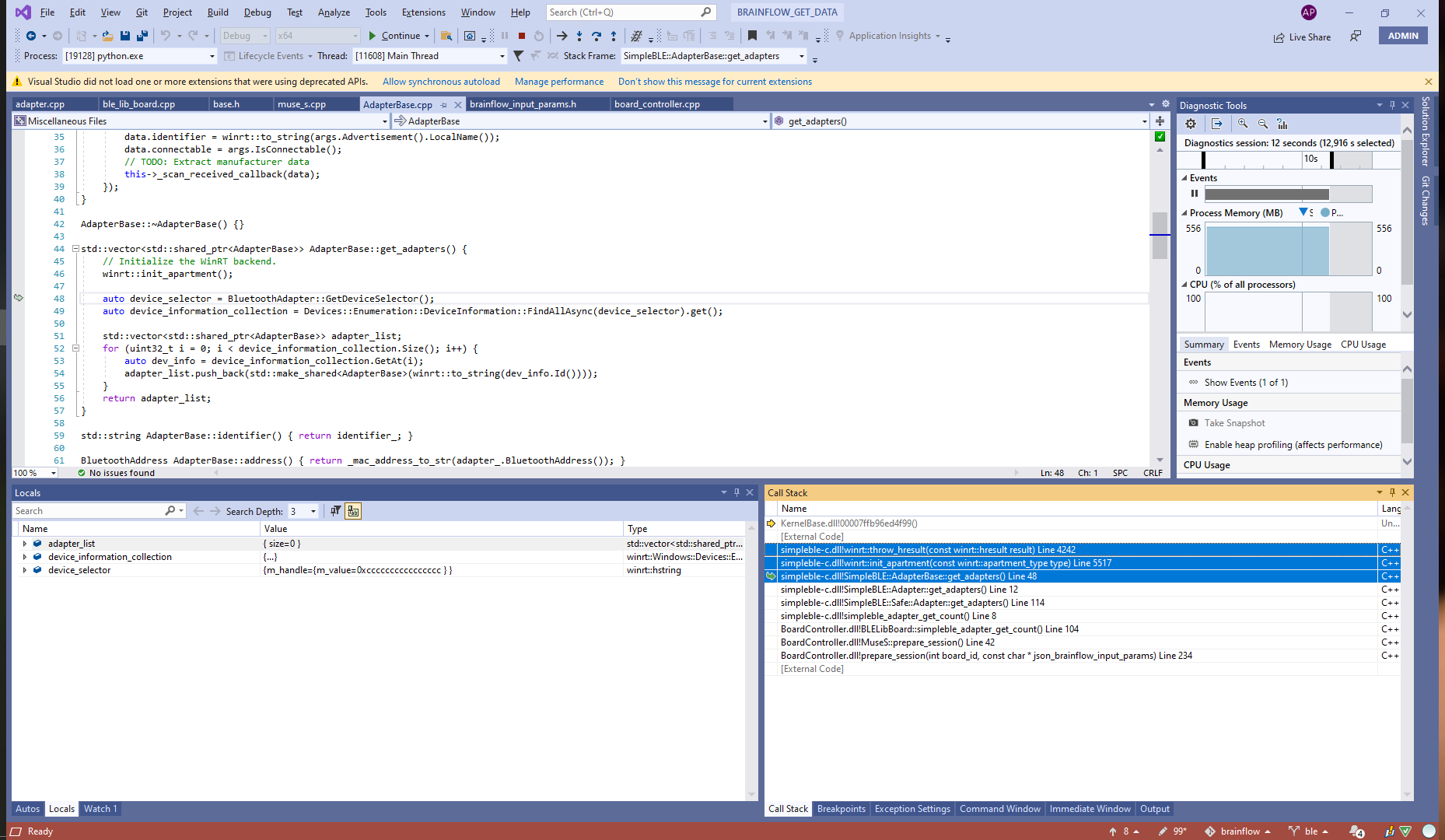 `winrt::init_apartment();` fails when its called from Python on Windows · Issue #21 · simpleble ...