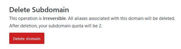 Incorrect quota displayed in the "Delete Subdomain" section · Issue #694 · simple-login/app · GitHub