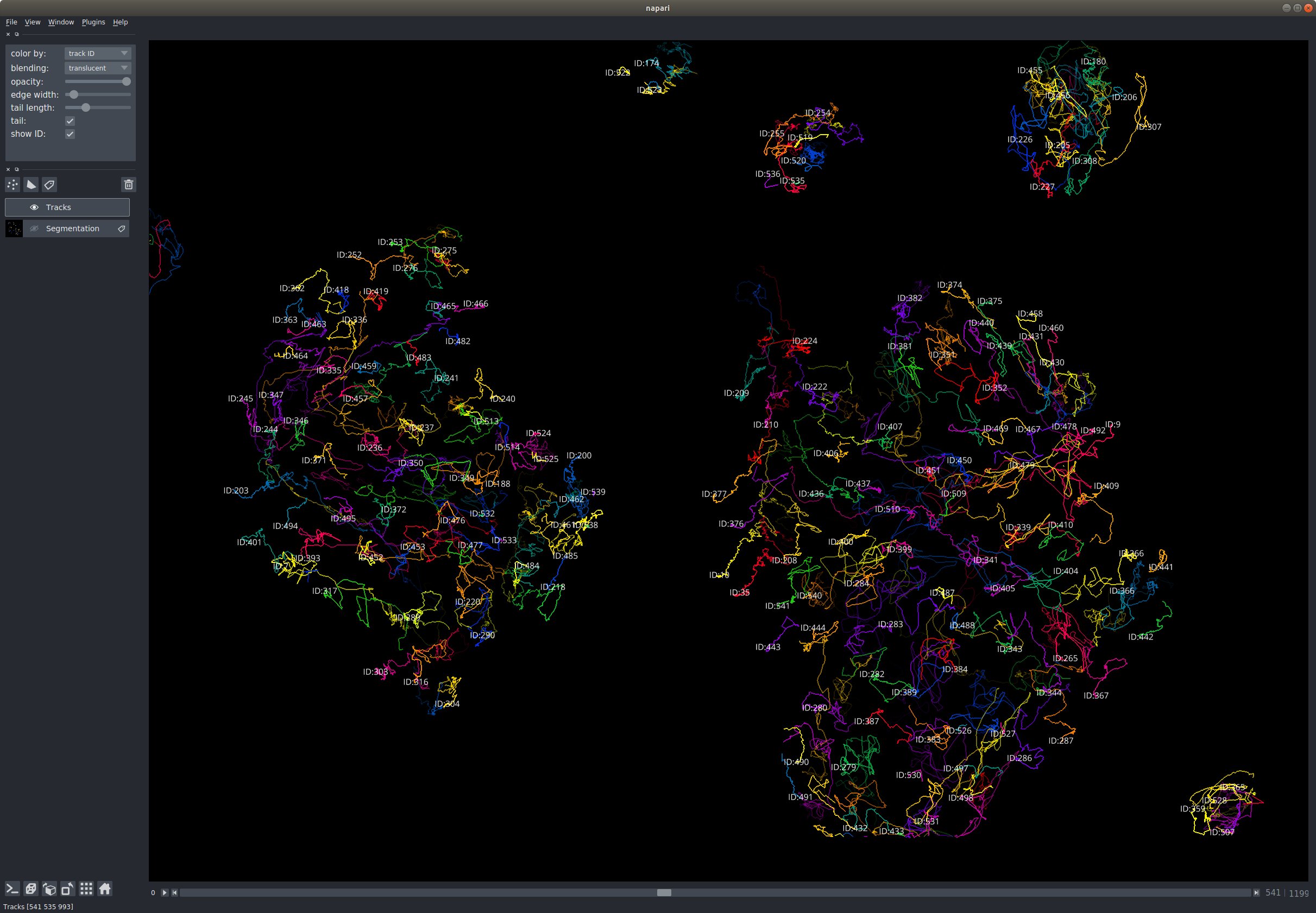 Tracks lines for representing trajectories in nD+t · Issue #539 · napari/napari · GitHub