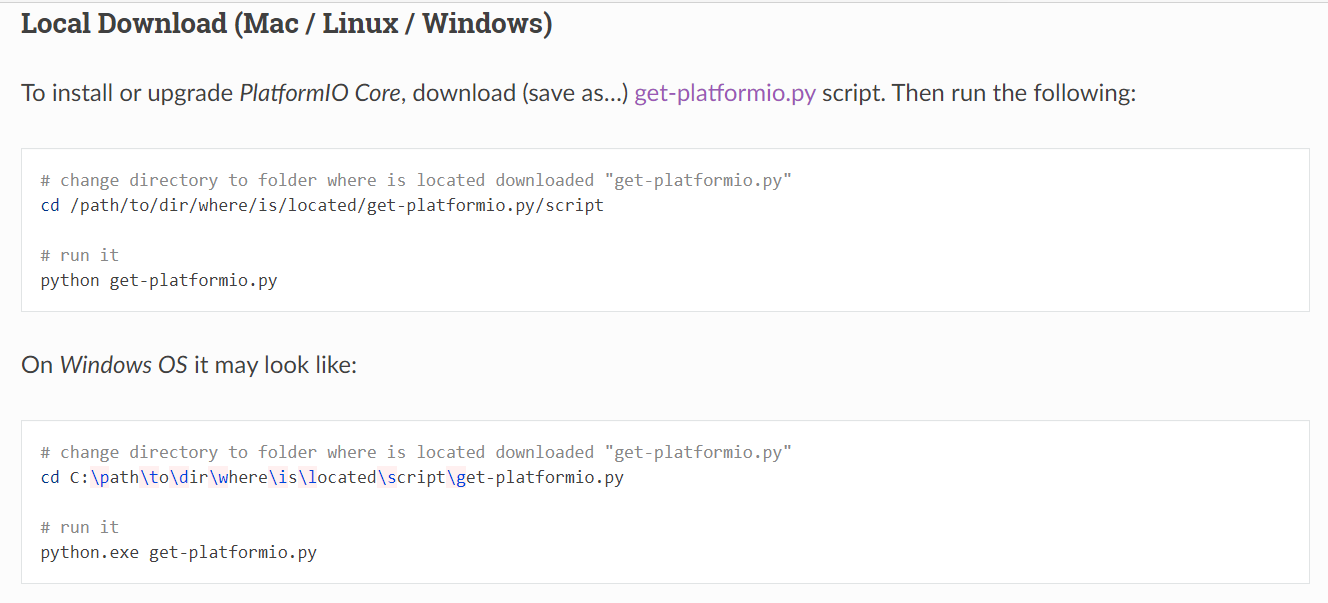 Can't seem to be able to install PlatformIO on my windows machine ...