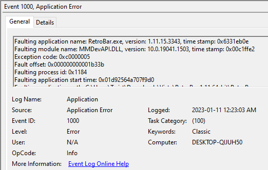 Retrobar crashes often · Issue #504 · dremin/RetroBar · GitHub