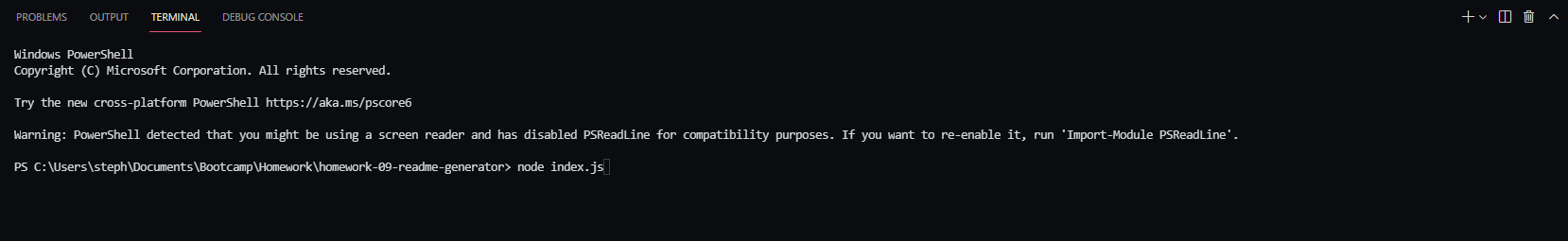 GitHub - stephmelanofridis/homework-09-readme-generator
