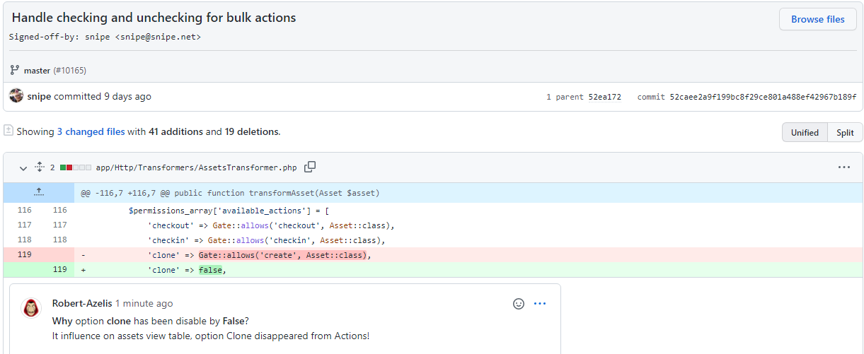 List of assets - missing clone action · Issue #10183 · snipe/snipe-it · GitHub