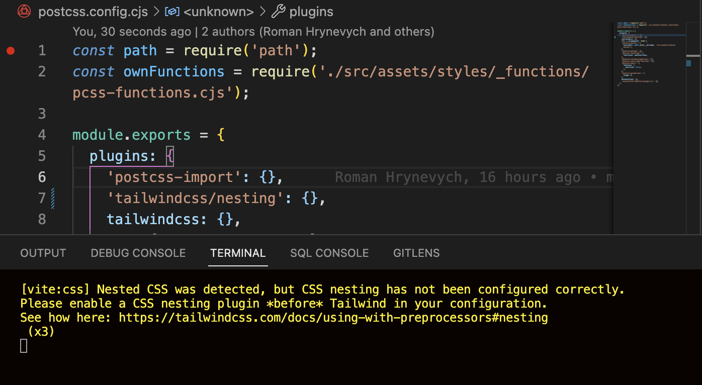 Why Postcss Nested Is Enabled Before Tailwind But Vite Drops Warning In Terminal