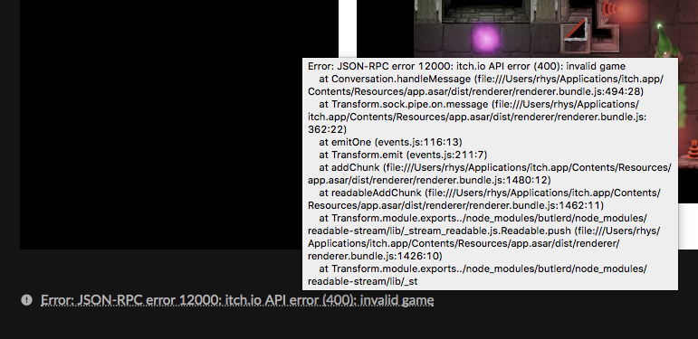 Error: JSON-RPC error 12000: itch.io API error (400): invalid game · Issue #2203 · itchio/itch ...