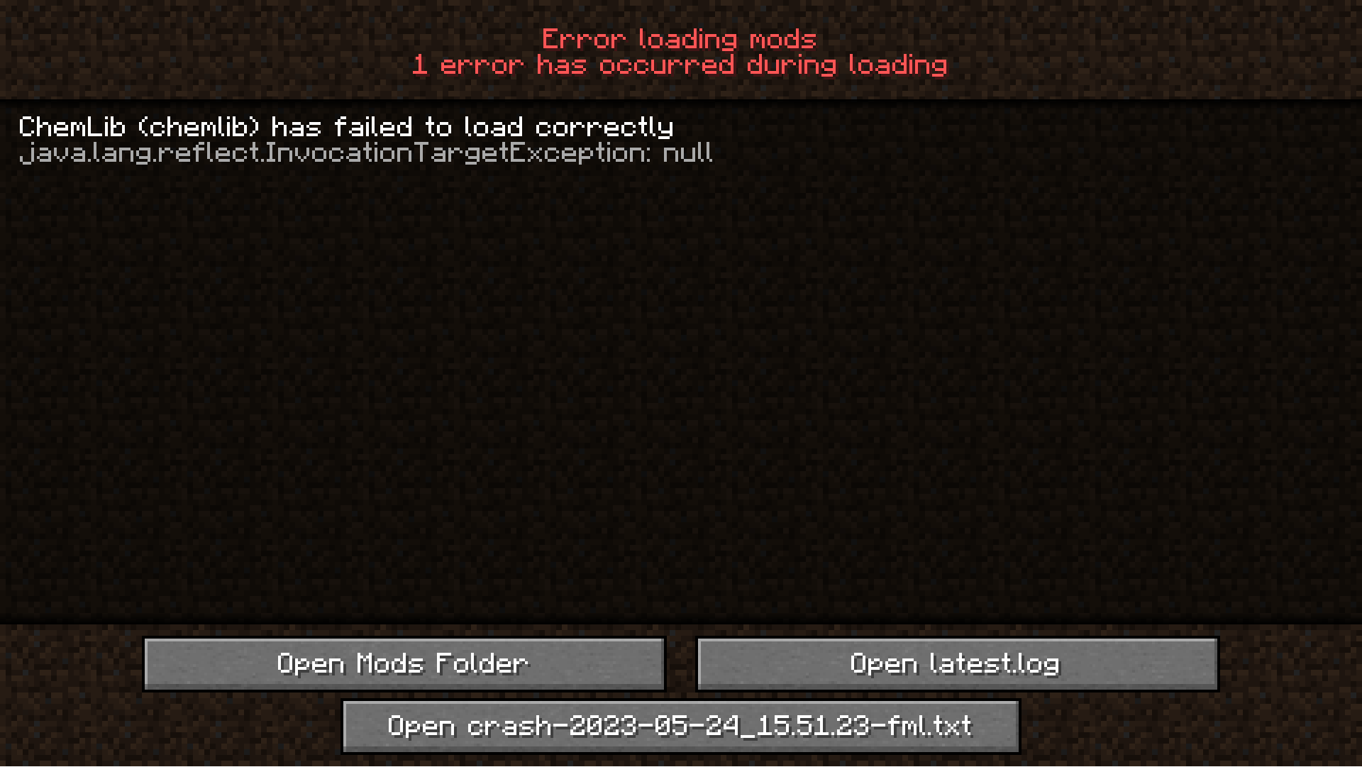 ChemLib has failed to Load Correctly Issue 1.18.2 · Issue #51 · SmashingMods/ChemLib · GitHub
