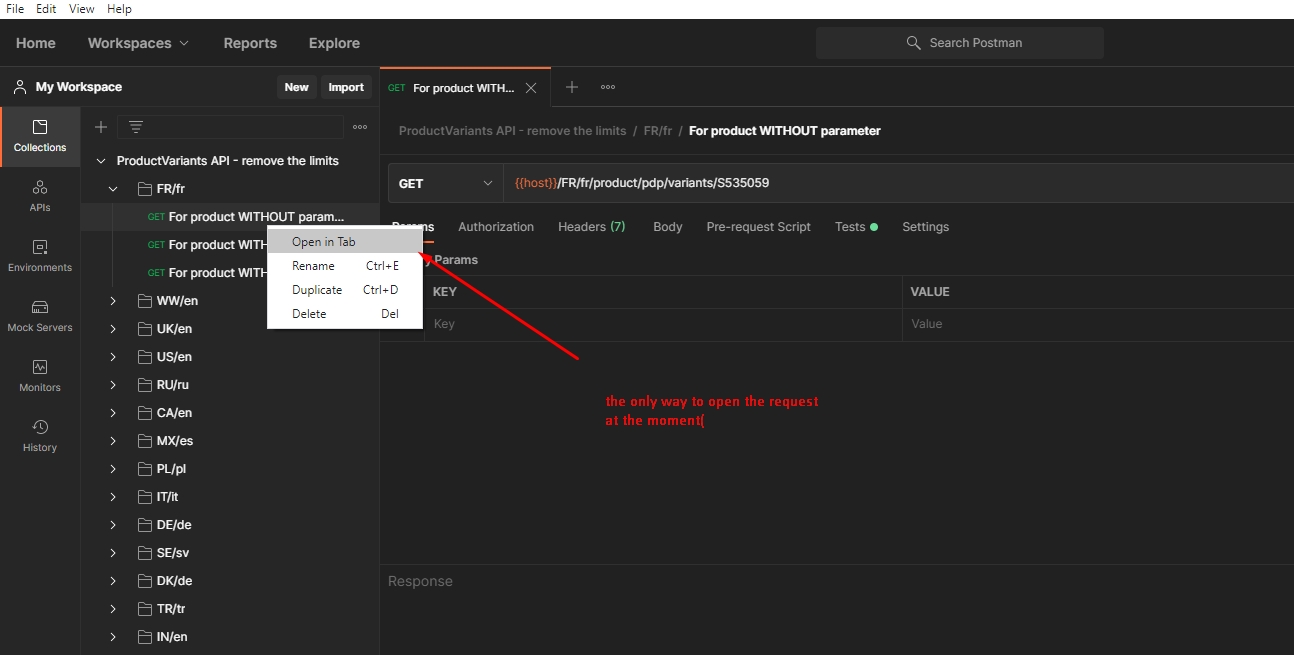 Request is not opening in Tab by double click on it in collection folder · Issue #9816 ...