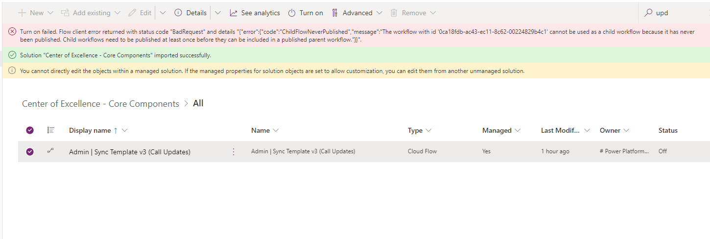 [CoE Starter Kit - BUG] Admin | sync Template V3 (Updates) · Issue ...