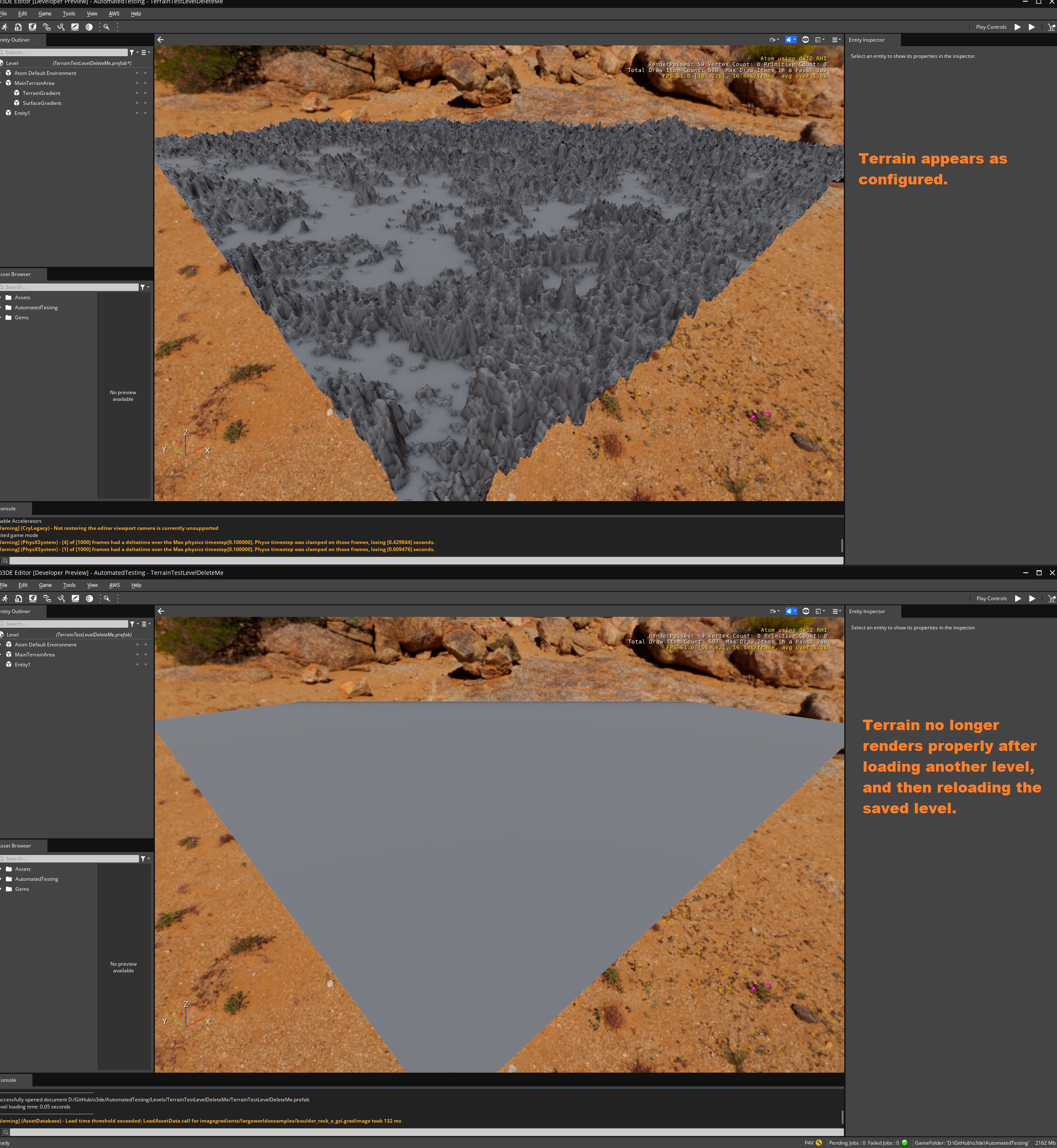 Terrain: Configured terrain does not properly render on reloading saved levels · Issue #4509 ...