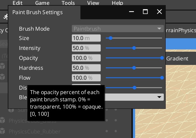 Gradient Paint Brush: "Flow" tooltip lists the same information as the ...