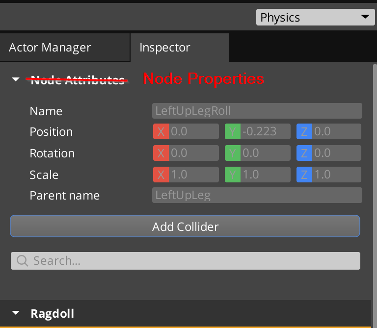 Refinements to Inspector in Animation Editor physics layout · Issue #13278 · o3de/o3de · GitHub