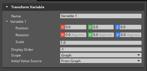 Script Canvas - Transform Variables accept PRY inputs for rotation, Editor Transform component ...