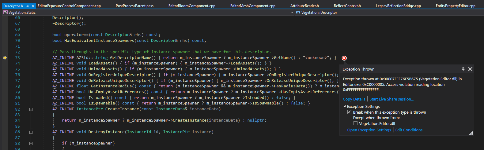 DPE Inspector: DPE crashes when trying to display the Vegetarion Asset List component · Issue ...