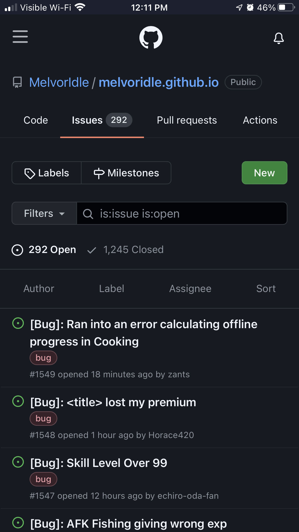 [Bug]: Can't return to game if you select 'Report a Bug' on iOS app · Issue #1550 · MelvorIdle ...