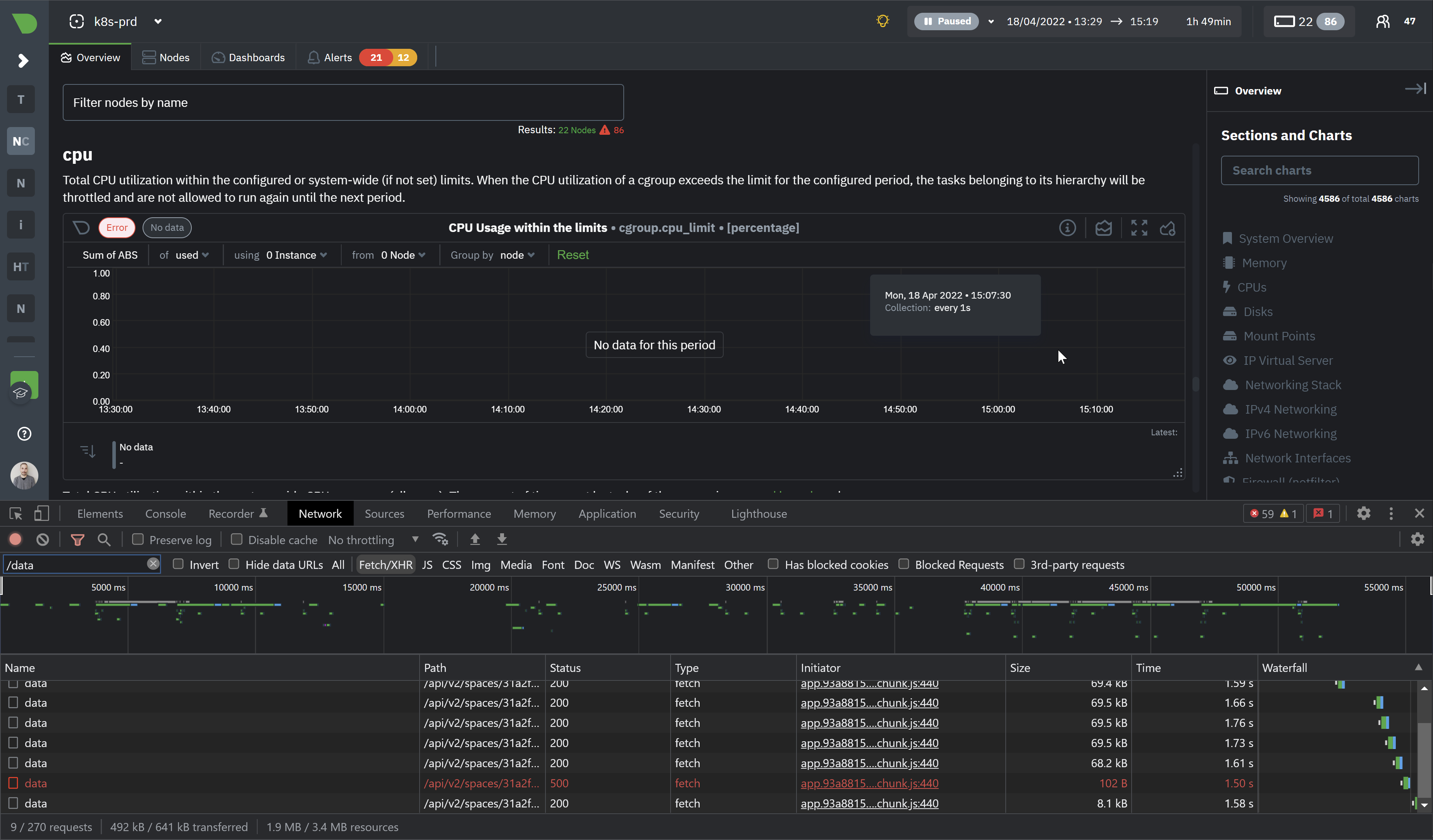 [Bug]: Charts with agents with different view update at freq. cause "No data" error on Cloud BE ...