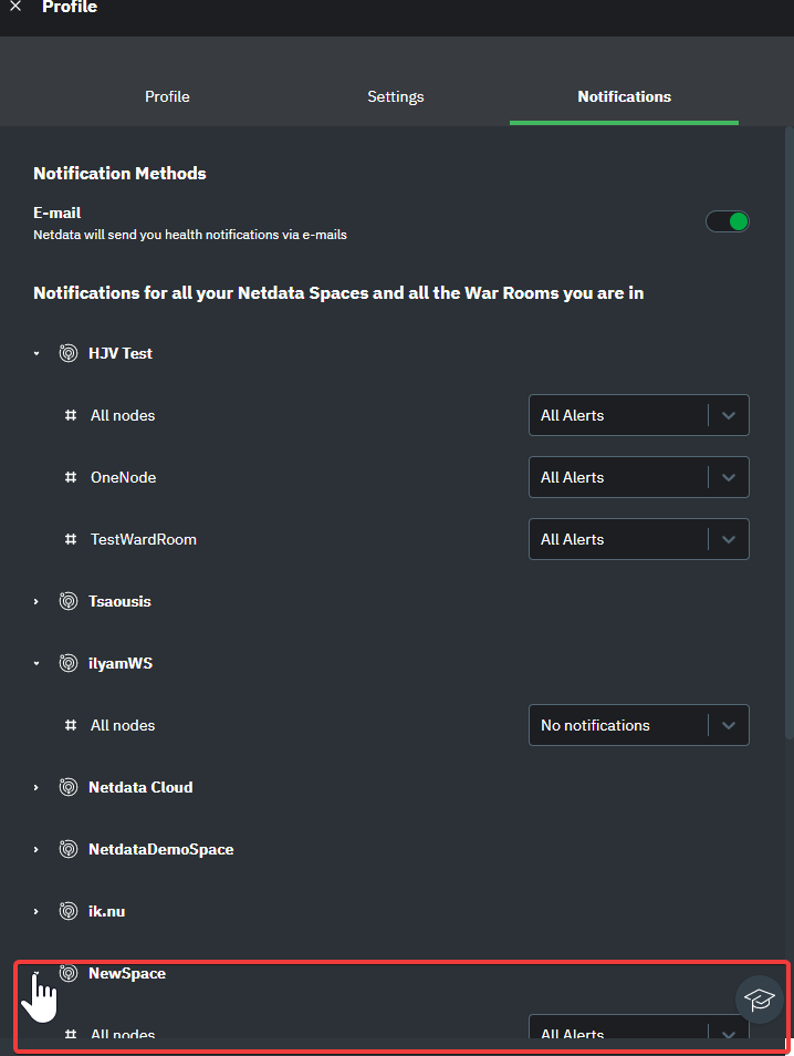 [Bug]: Dropdown lists are hidden on manage notifications on user profile · Issue #500 · netdata ...