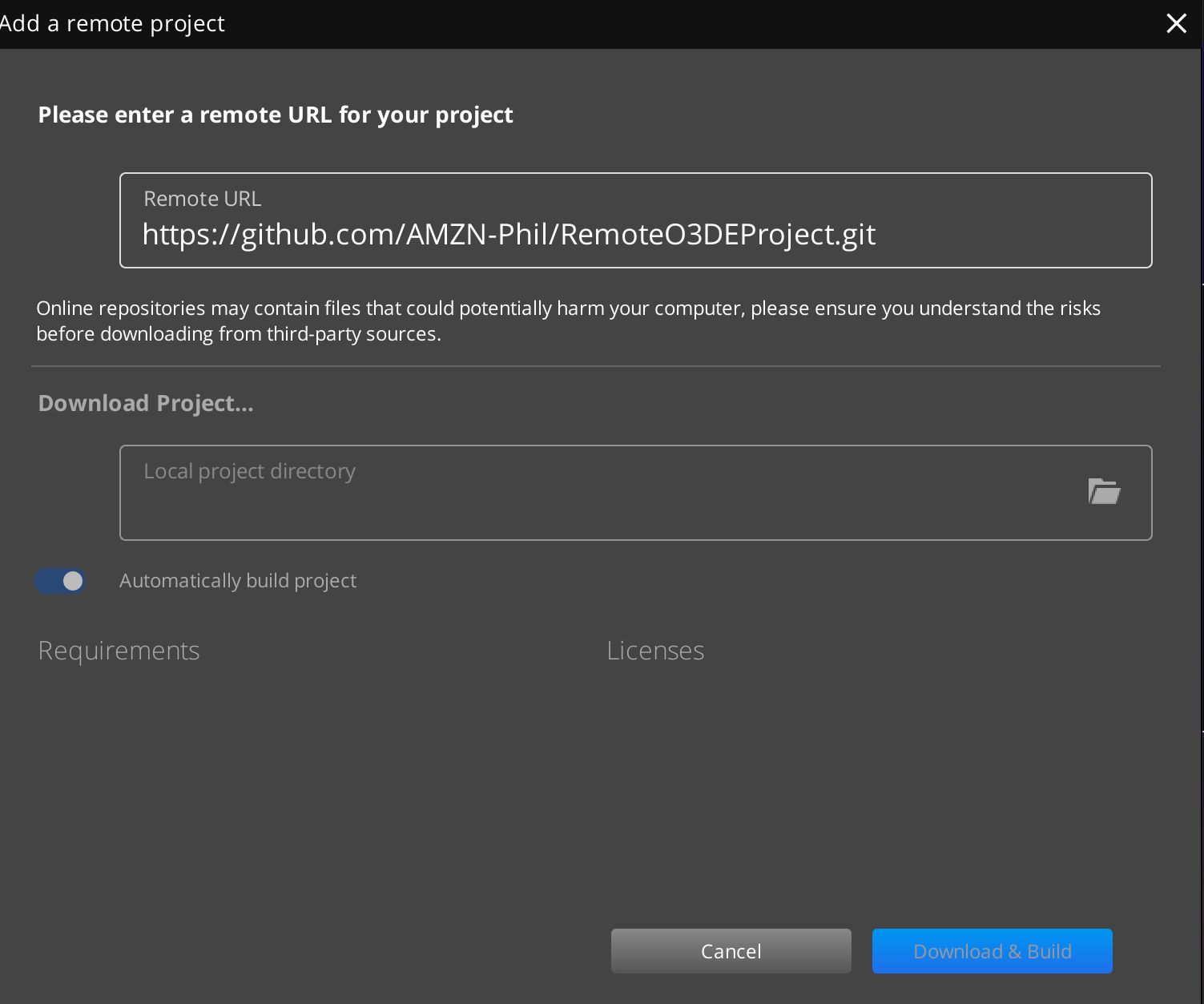 [Project Manager] There is no indicator that the Project Manager is processing a remote source ...