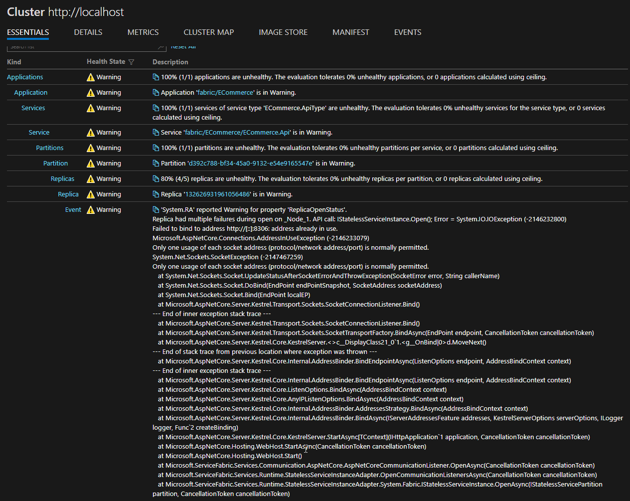 [BUG] -5-node local cluster deployment of stateless API service leads to port bind failure; Code ...