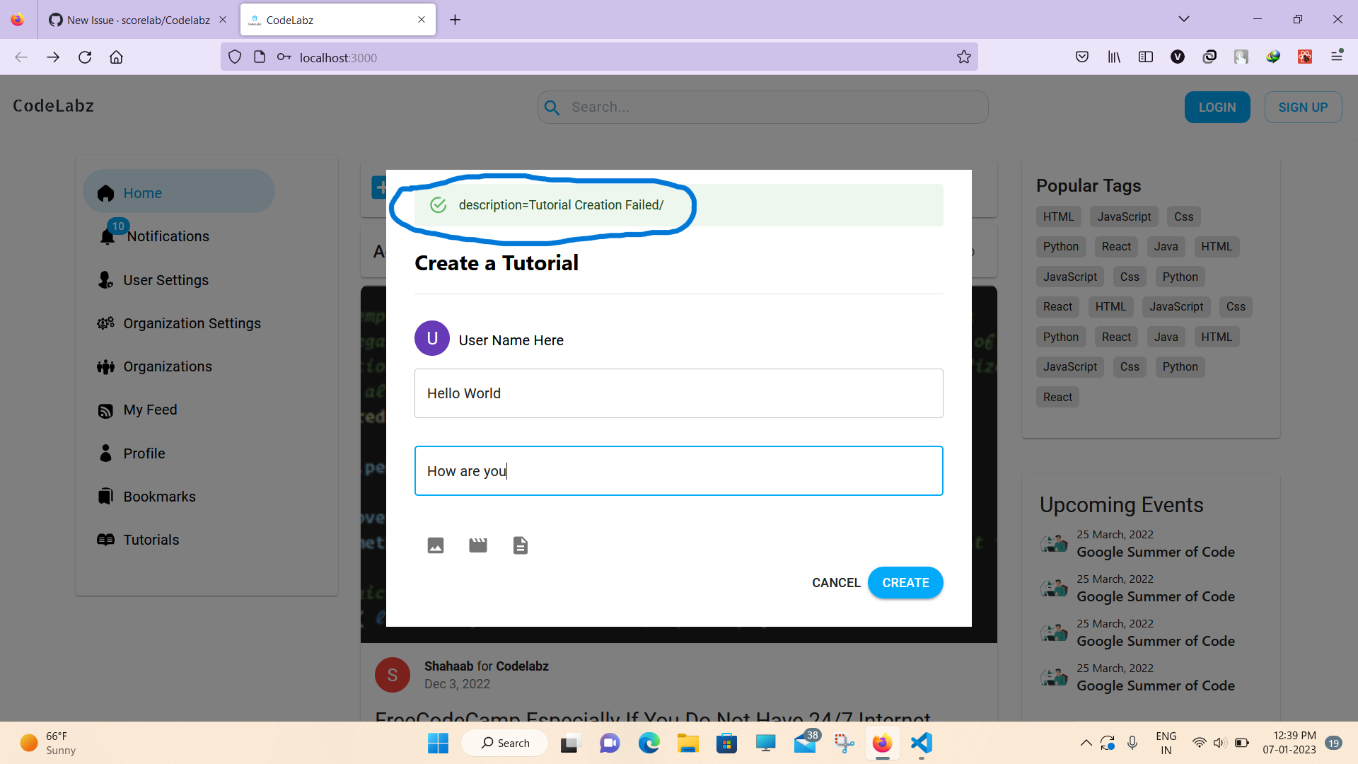 New CodeLabz button window showing creation failed always · Issue #625 · scorelab/Codelabz · GitHub