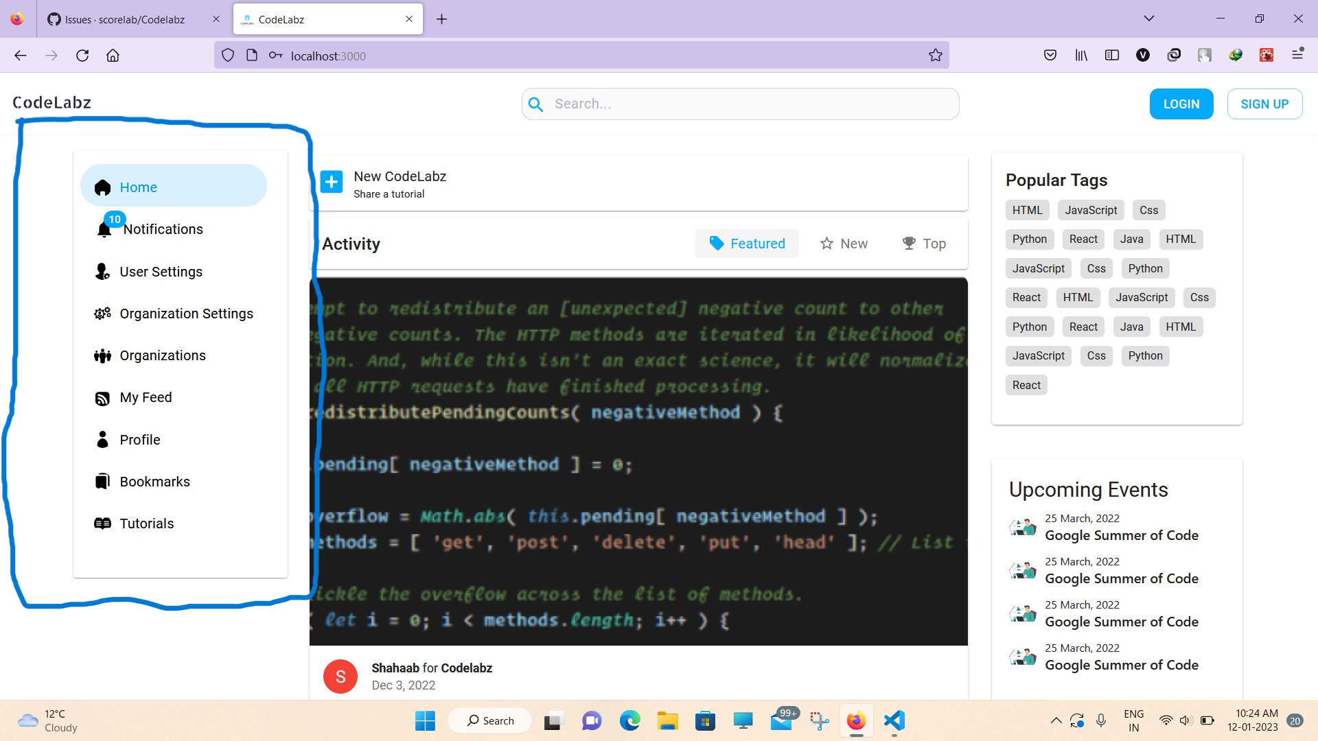 Sidebar taking less width space · Issue #644 · scorelab/Codelabz · GitHub
