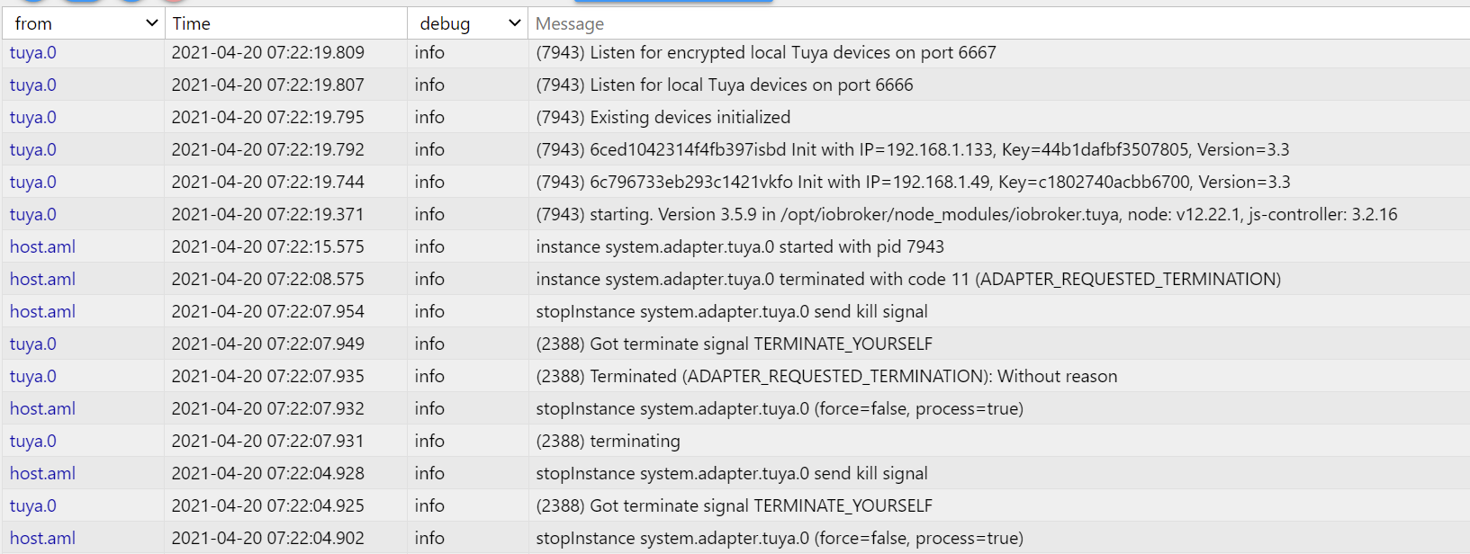 my tuya instances turn yellow after some time · Issue #276 · Apollon77/ioBroker.tuya · GitHub