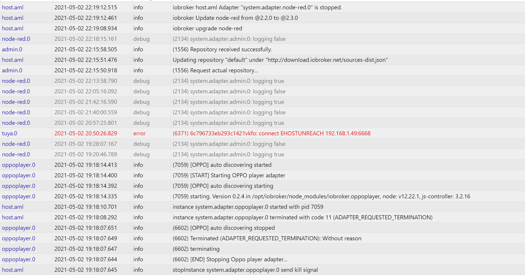 my tuya instances turn yellow after some time · Issue #276 · Apollon77/ioBroker.tuya · GitHub