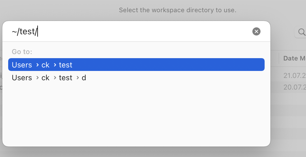 Workspace selection dialog allows relative paths and that leads to ...
