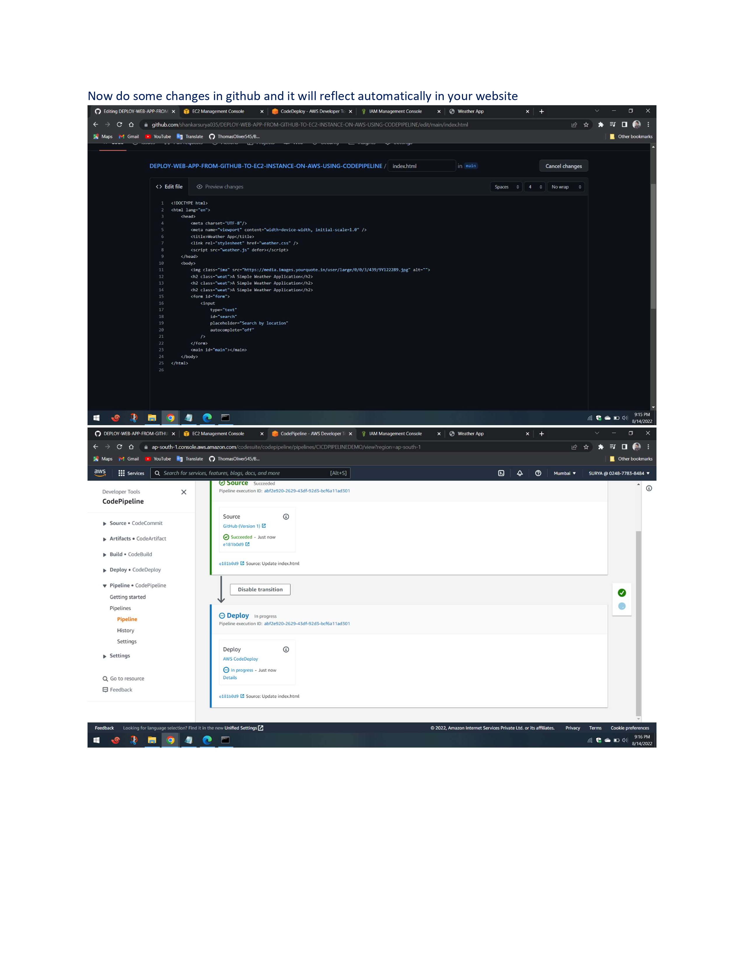 Github Shankarsurya035deploy Web App From Github To Ec2 Instance On Aws Using Codepipeline