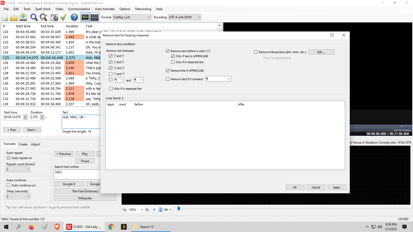 "Remove HI" not catching capitalized words before colons · SubtitleEdit subtitleedit ...