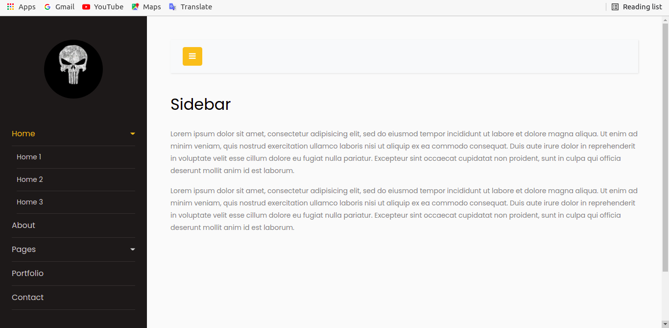 Github Sjyogi73sidebar Html Css Bootstrap