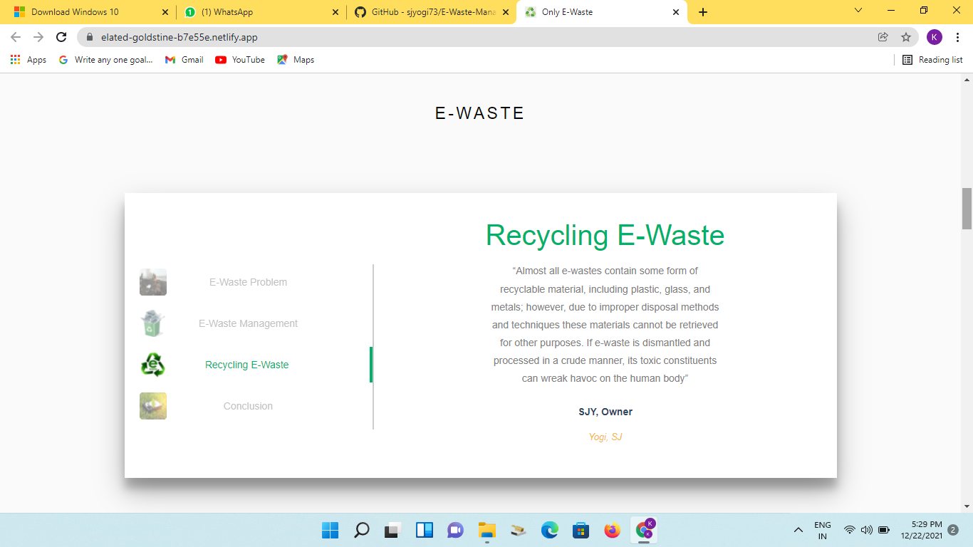 GitHub - sjyogi73/E-Waste-Management-HTML-CSS-JS