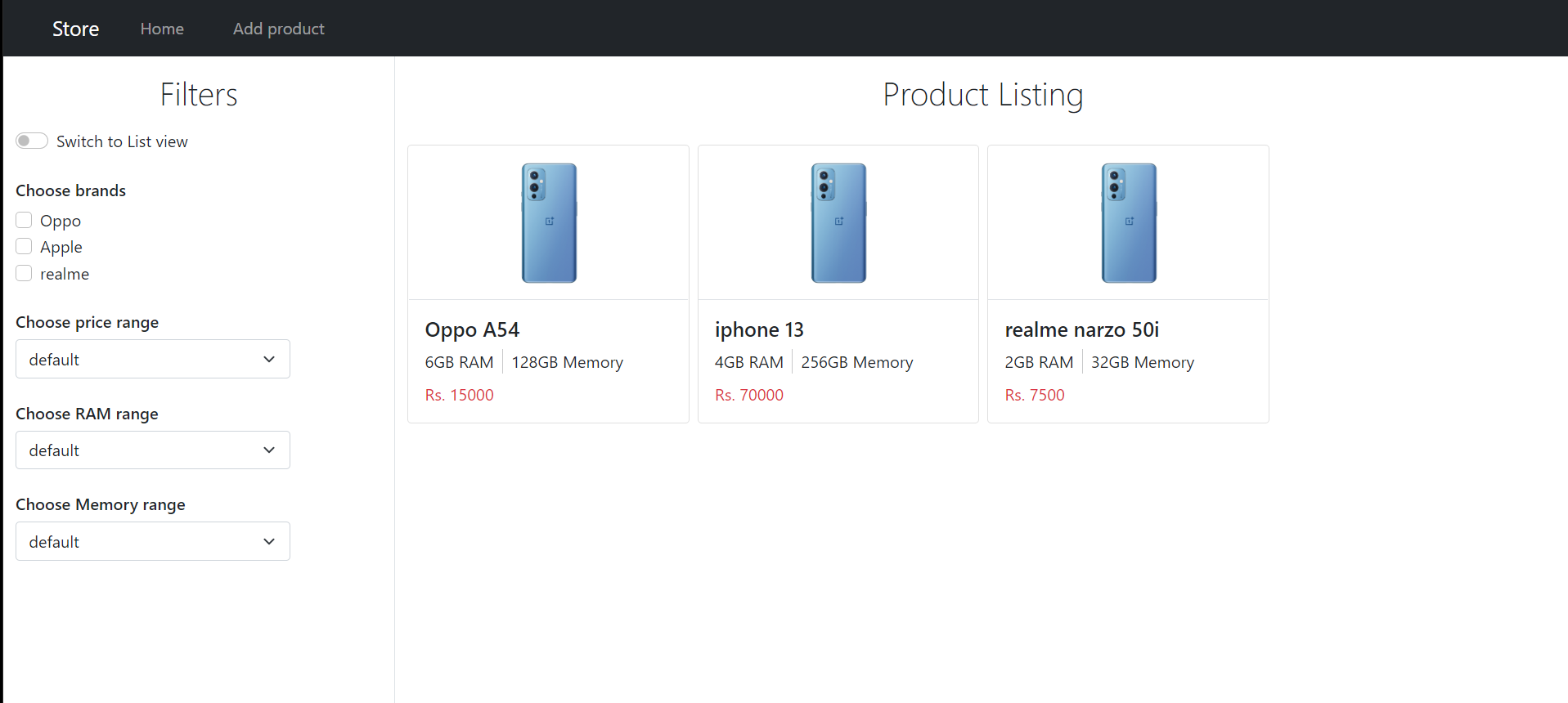 Github Ianishk React Product Listing
