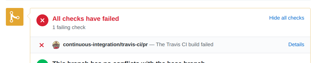 Result says "All checks have failed" when 1 check is failed. · Issue #9719 · travis-ci/travis-ci ...