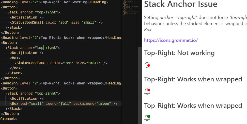 Stack anchor is offset · Issue #4372 · grommet/grommet · GitHub