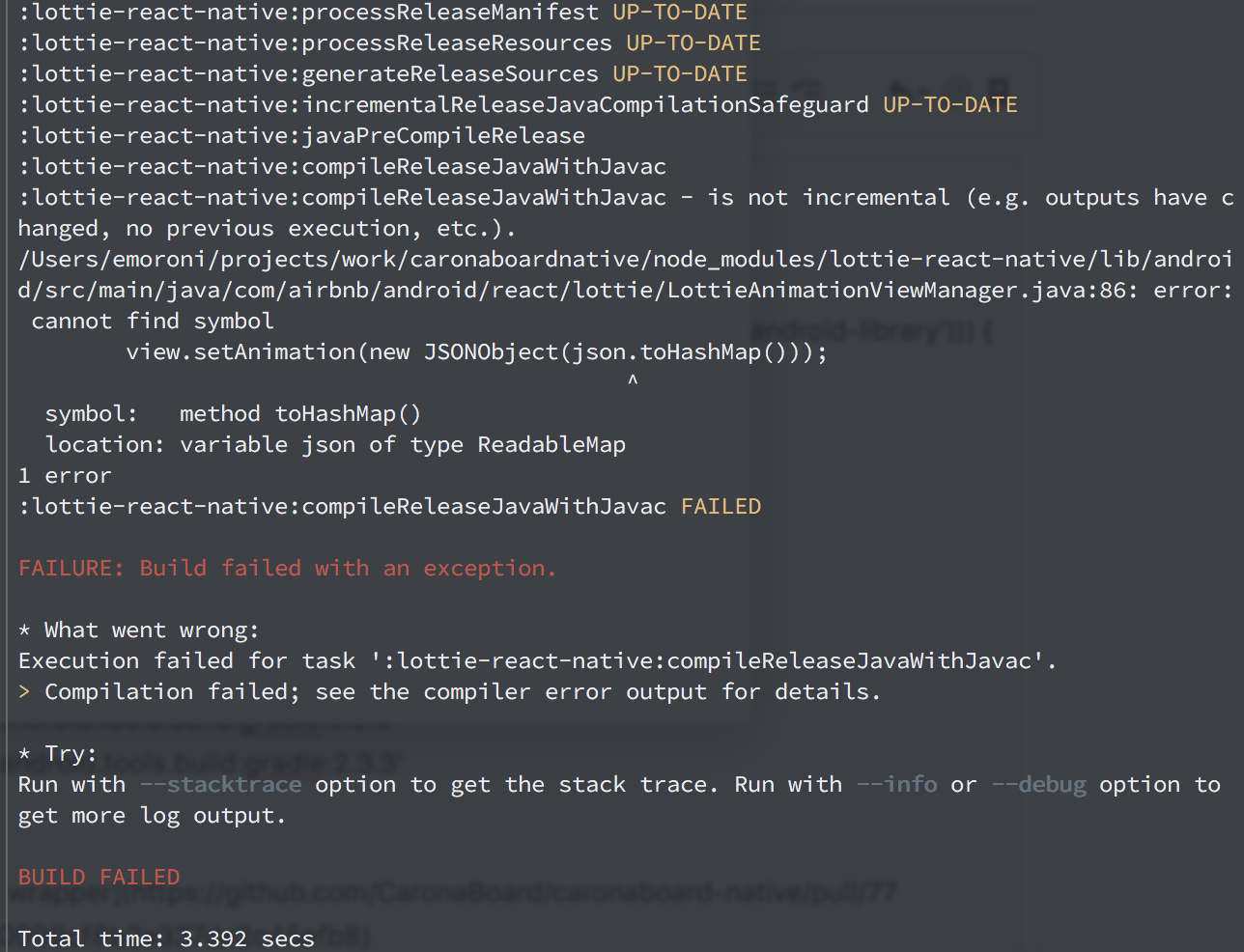 Failed React Native Run Android · Issue 196 · Lottie React Nativelottie React Native · Github 