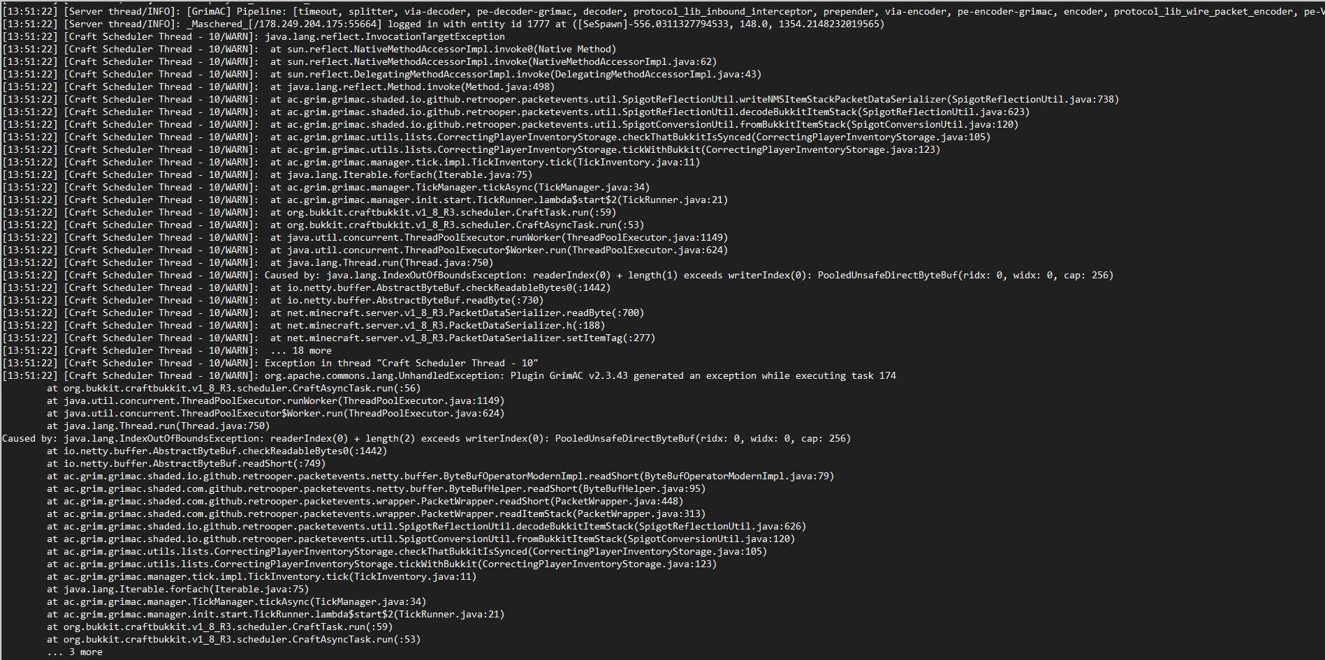 Spam of warns using Java 8 + 1.8.8 · Issue #1075 · GrimAnticheat/Grim · GitHub