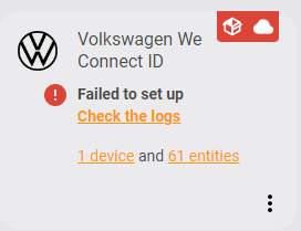 Intergration error async_setup_entry · Issue #162 · mitch-dc/volkswagen_we_connect_id · GitHub