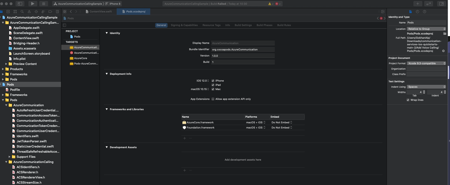 'AzureCommunication/AzureCommunication-Swift.h' file not found · Issue ...